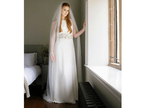 Flame – Diamante Edging Train Length Veil – Perfection Bridal Maidstone